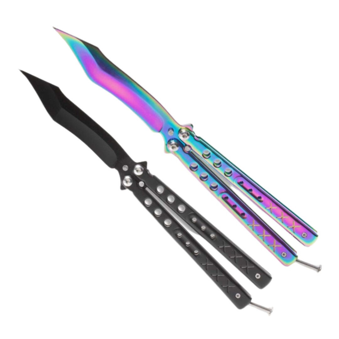 Set 2 Cutite CS:GO Briceag Butterfly Balisong cu Lama SUPER TRENDS ...