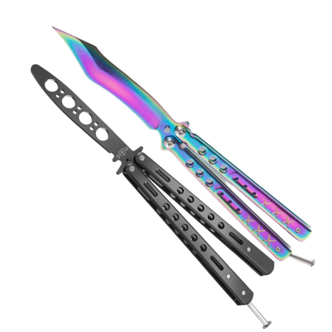 Set 2 Cutite CS:GO Briceag Butterfly Balisong cu Lama SUPER TRENDS ...