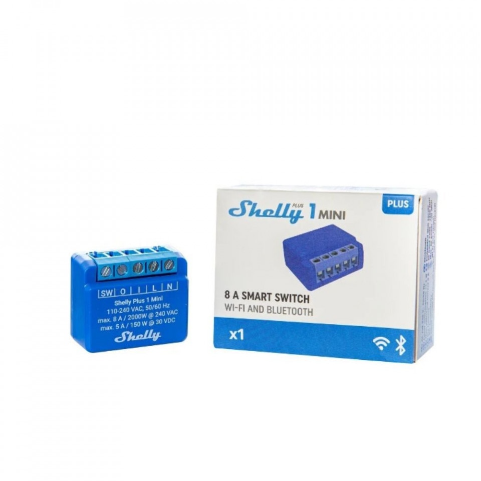 Releu inteligent Shelly Plus 1 Mini, 1 canal, 8A - eMAG.ro