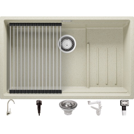 Chiuveta de Bucatarie Granit cu Baterie 5000 si Sifon Automat, 76x47 cm ...