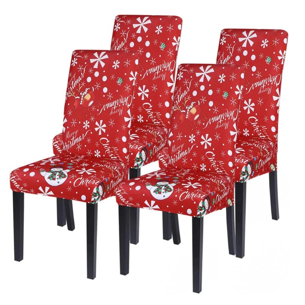Set de 4 huse pentru scaune Shujin, rosu/alb, poliester/spandex, 60 x ...