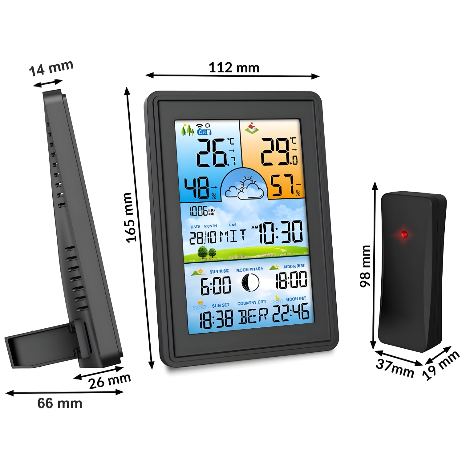 Statie meteo fara fir ACV Premium, cu senzor exterior Wireless, afisaj ...