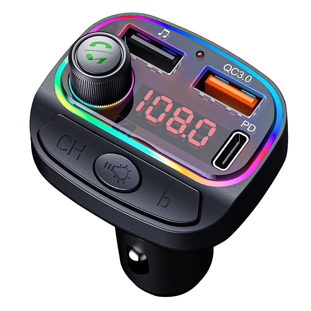Modulator FM auto, Bluetooth 5.0, RGB, Negru - eMAG.ro