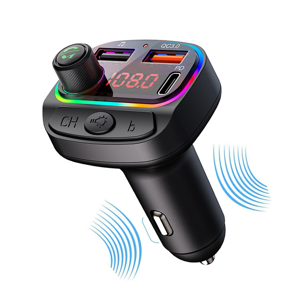 Modulator FM auto, Bluetooth 5.0, RGB, Negru - eMAG.ro