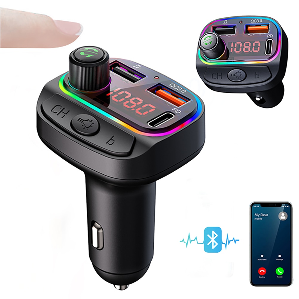 Modulator FM auto, Bluetooth 5.0, RGB, Negru - eMAG.ro