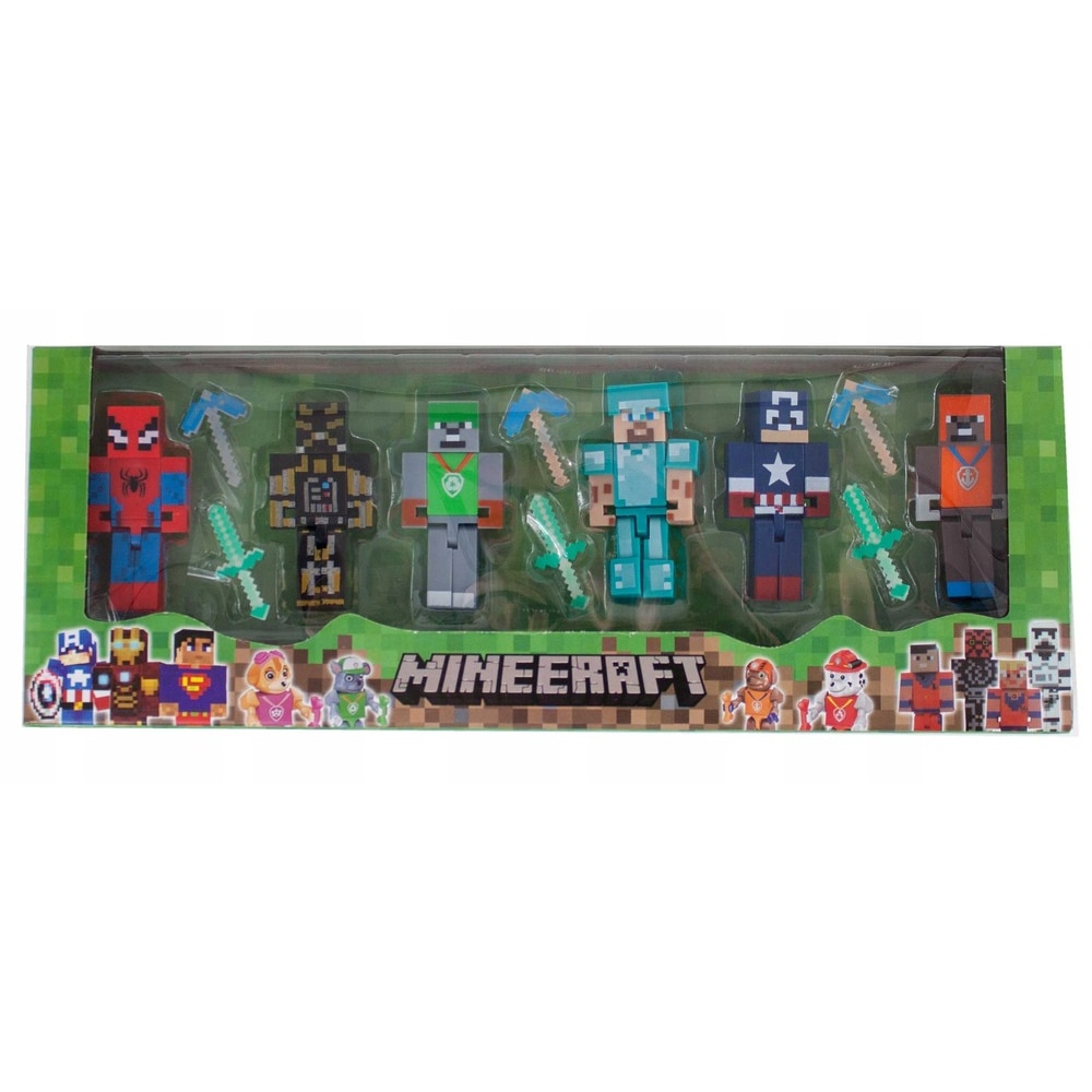 Set 6 Figurine Minecraft cu led, Super-eroi Minecraft cu accesorii ...
