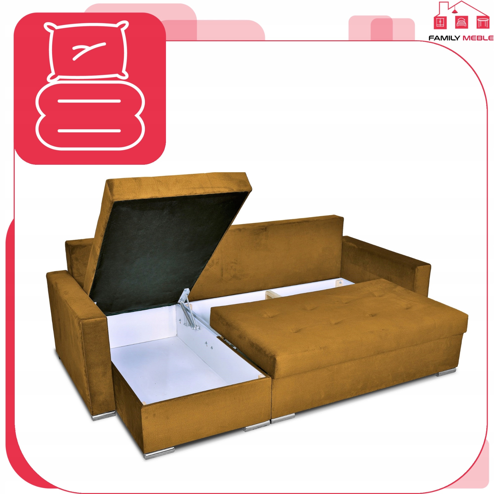 Coltar Varius, Extensibil, Family Meble, 226x140x74 cm, Stofa/Lemn ...