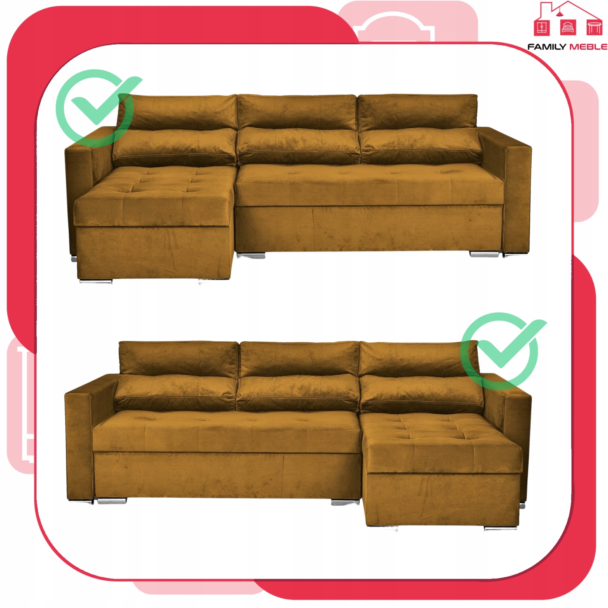 Coltar Varius, Extensibil, Family Meble, 226x140x74 cm, Stofa/Lemn ...