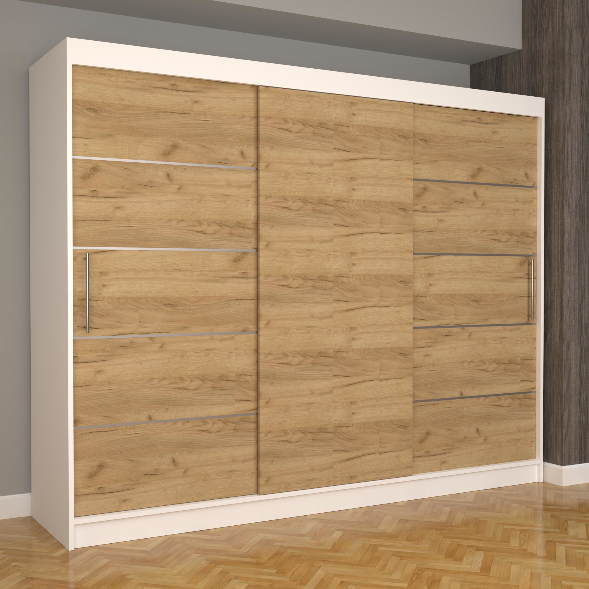 Dressing Luna Plus 250 cm x 200 cm x 61 cm, fara oglinda, alb cu usi ...