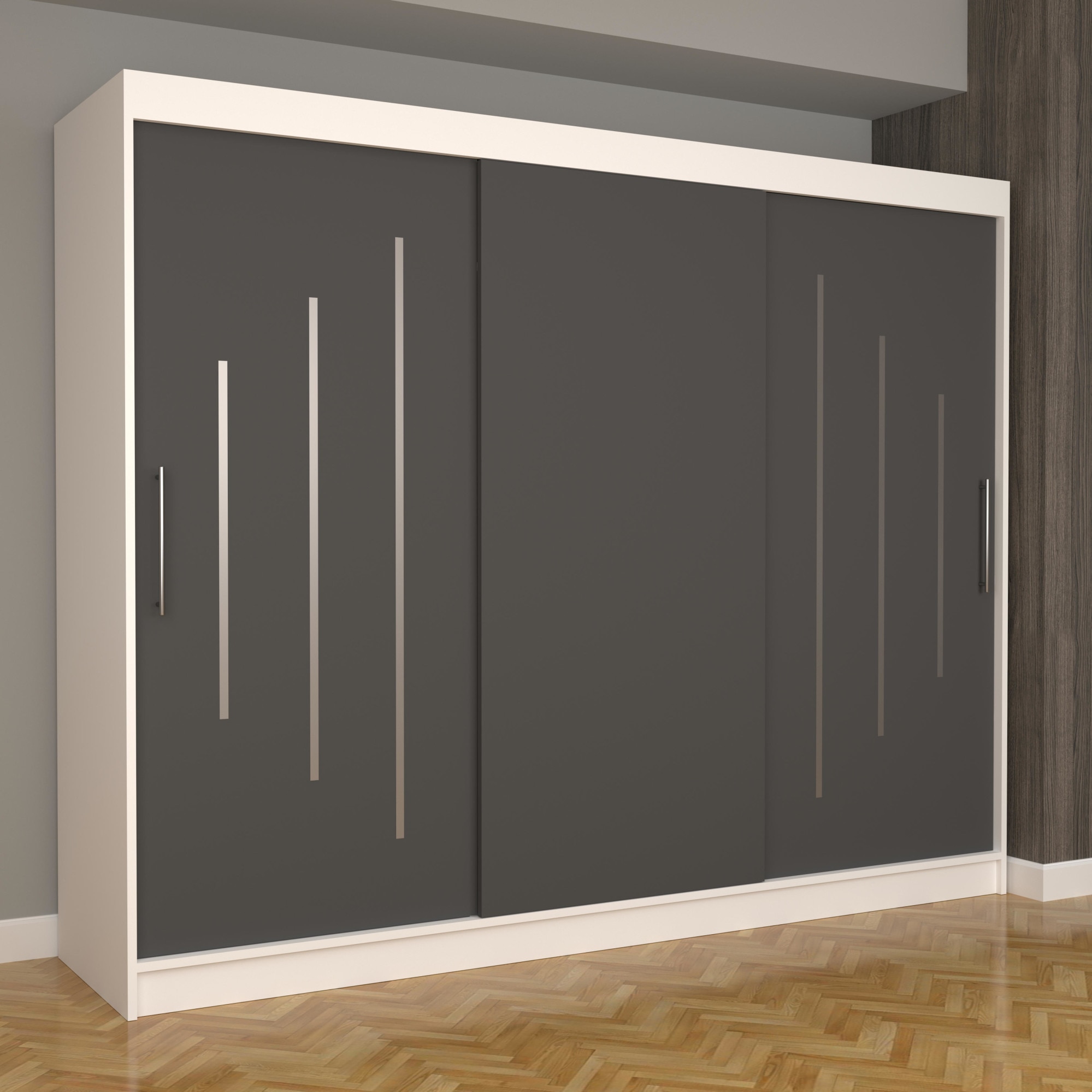 Dressing Luna Ultra 250 cm x 200 cm x 61 cm, fara oglinda, alb cu usi ...