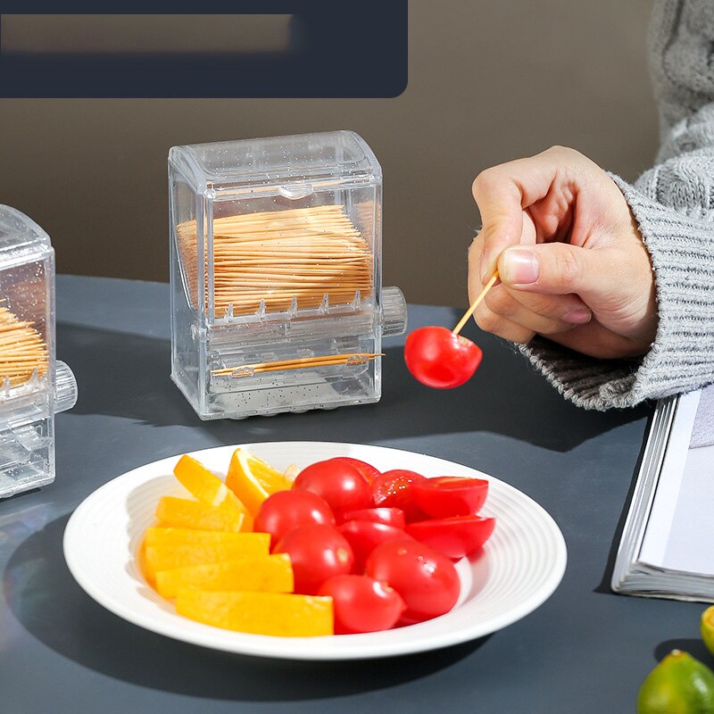 Suport pentru scobitori, Sunmostar, Plastic, 7.5x5.5x10.5cm, Trasparent ...