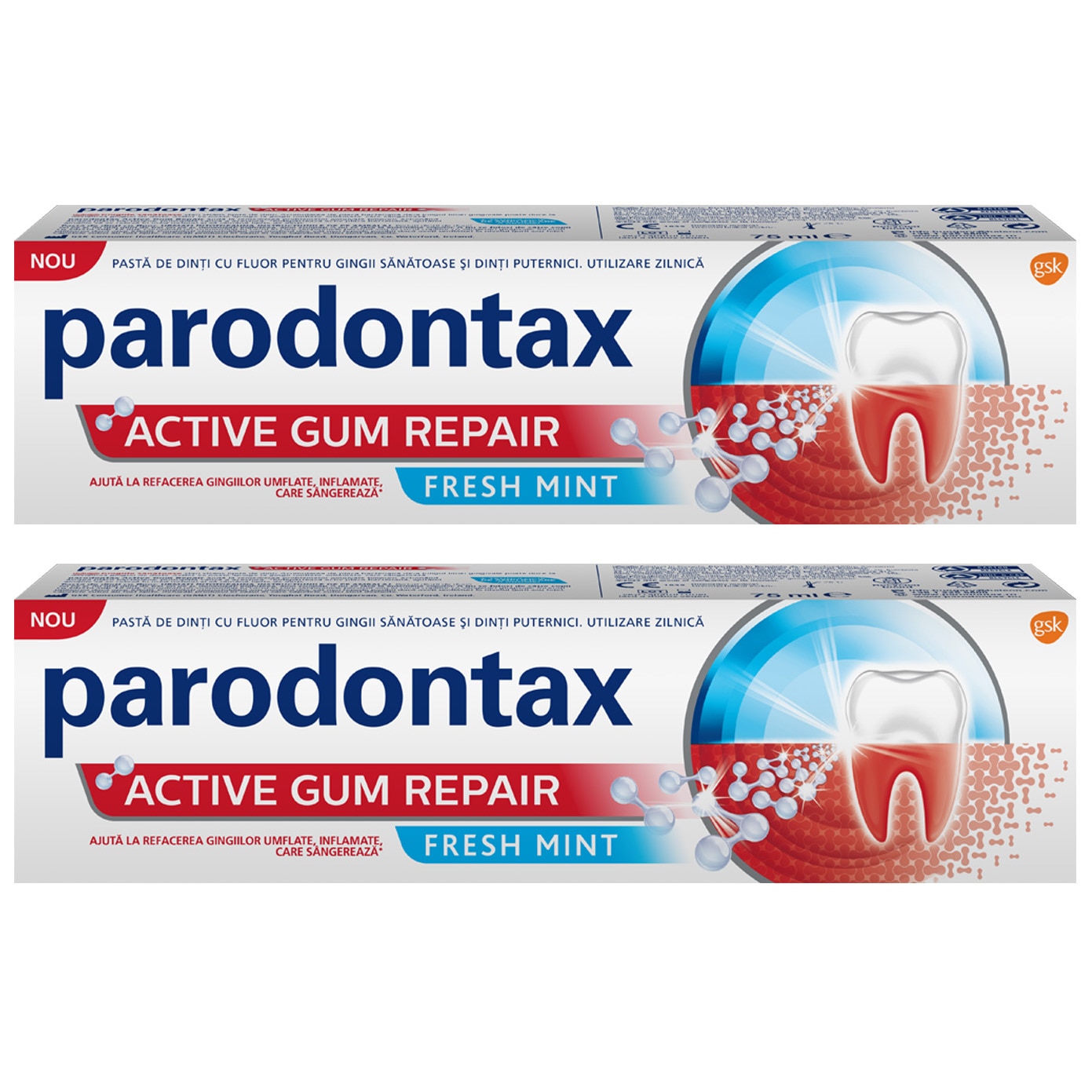 Pachet: 2 x Parodontax Active Gum Repair Fresh Mint, 75 ml - eMAG.ro