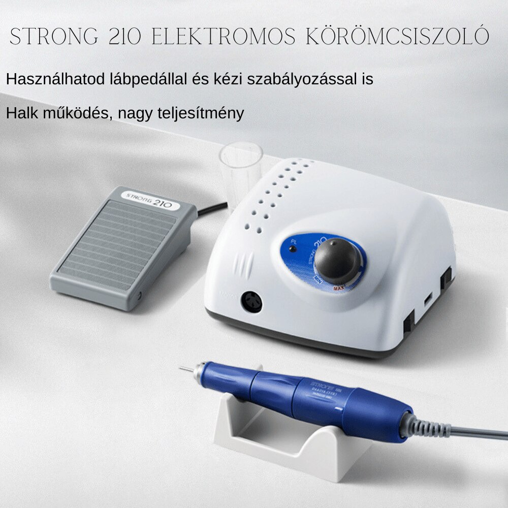 Strong 210 teljes profi körömcsiszoló szett, csiszolófej készlettel ...