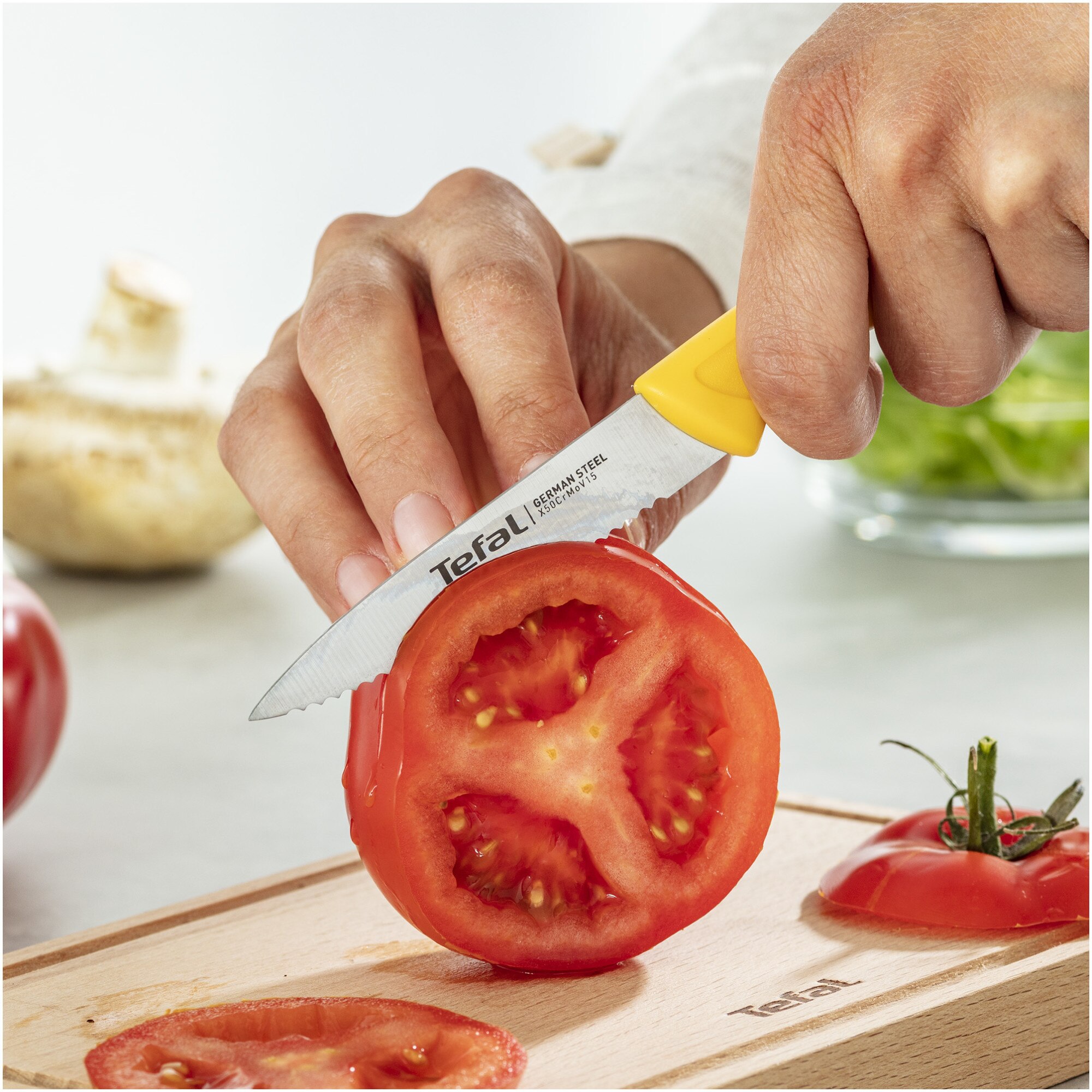 Set 3 cutite Tefal Colorfood, lama otel inoxidabil, 8 cm / 10 cm ...