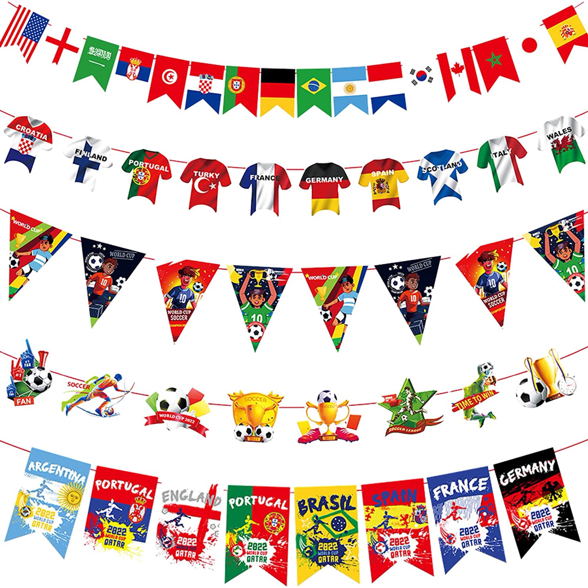 Set 5 ghirlande Cupa Mondiala 2022, Sunmostar, Carton, Multicolor - eMAG.ro