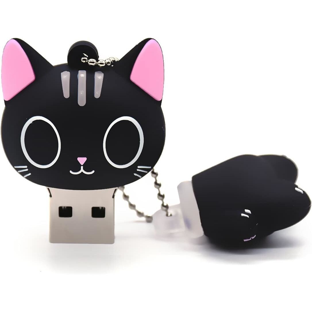 Stick memorie USB pisica draguta, Sunmostar, 32 GB, USB 2.0, Negru/Roz ...