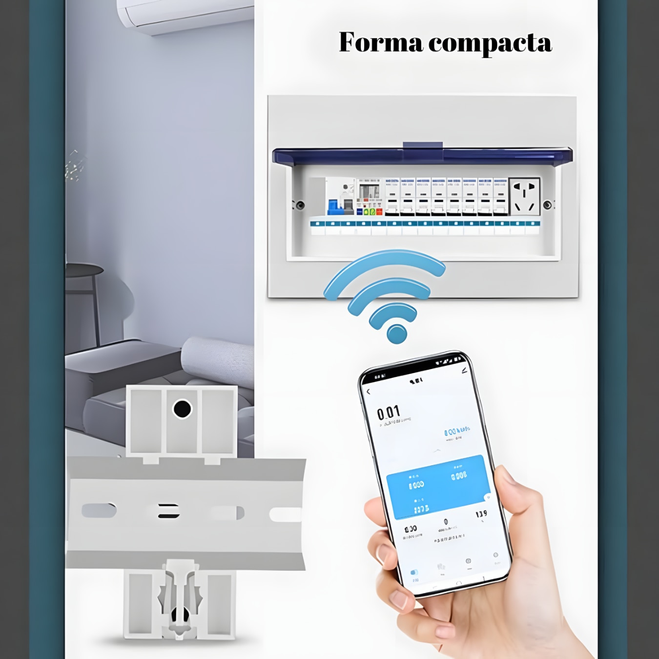 Contor Monofazat Inteligent, Zadabso®, WiFi, 63A, 85V-300V, LCD HD ...