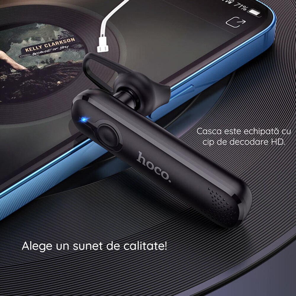 Casca Handsfree Bluetooth HOCO E63, cu volum reglabil si prindere ...