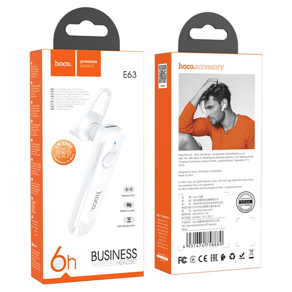 Casca Handsfree Bluetooth HOCO E63, cu volum reglabil si prindere ...