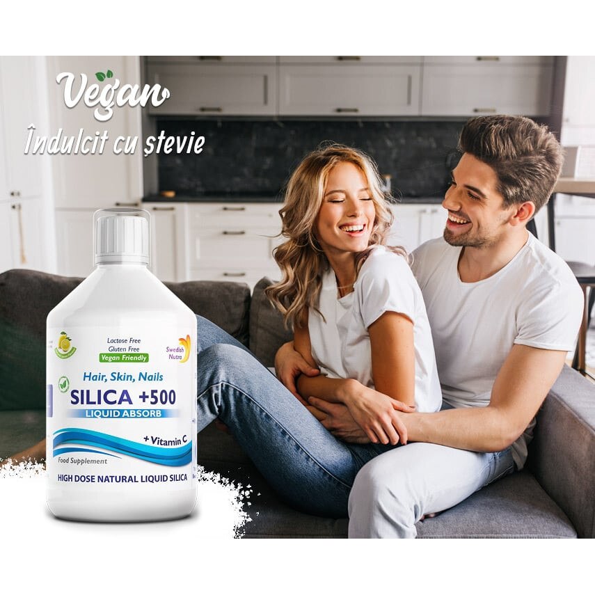 Siliciu Lichid 500 Mg + Vitamina C pentru Par, Piele, Unghii ...