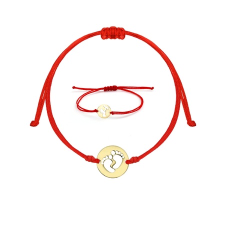 Set doua bratari din aur 14k cu snur, pandantiv talpi bebe, mama si ...