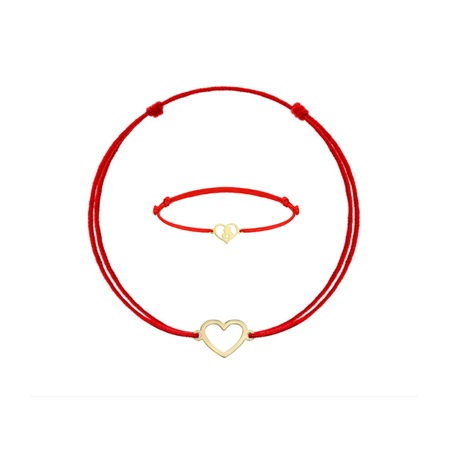 Set doua bratari din aur 14k cu snur si pandantiv inima, mama si copil ...