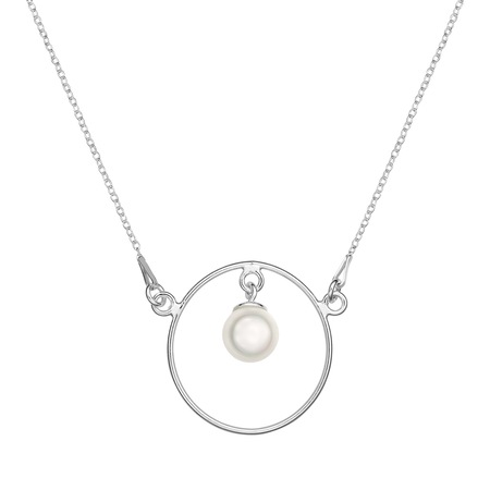 Colier argint 925 cu perla de cultura alba 8 mm - pearl in a circle ...