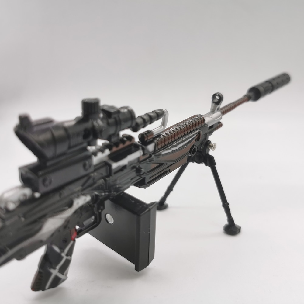 Miniatura de colectie Pusca Sniper 25 cm, Integral din metal, cu luneta ...