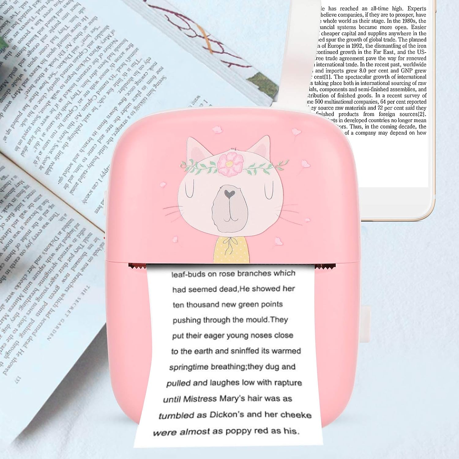 Imprimanta termica portabila, 55x30 mm, 1000mAh, roz, Bluetooth, compatibil IOS/ Android - eMAG.ro