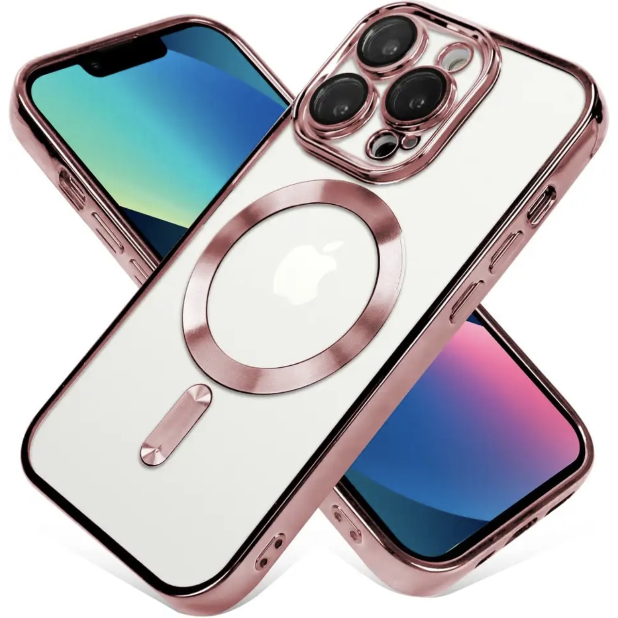 Husa din silicon cu margini metalizate Ultra-Soft, Luxury Magsafe ...