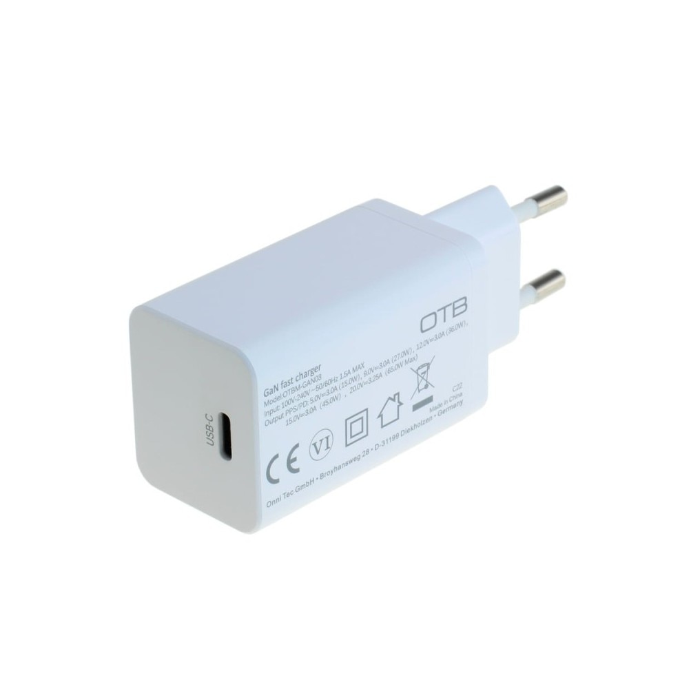 Зарядно otb usb gan usb-c с usb захранване usb-pd pps 65w бяло - eMAG.bg
