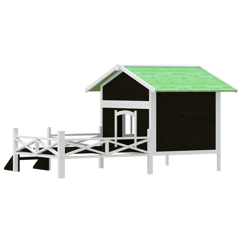 Cusca de caine vidaXL, gri, 159x120x88,5 cm, lemn masiv pin, 21.1 kg ...