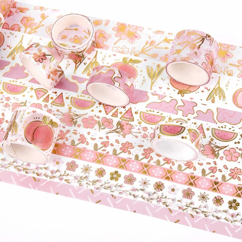 Set 10 role de banda washi Lychii, hartie, roz, 2 m - eMAG.ro