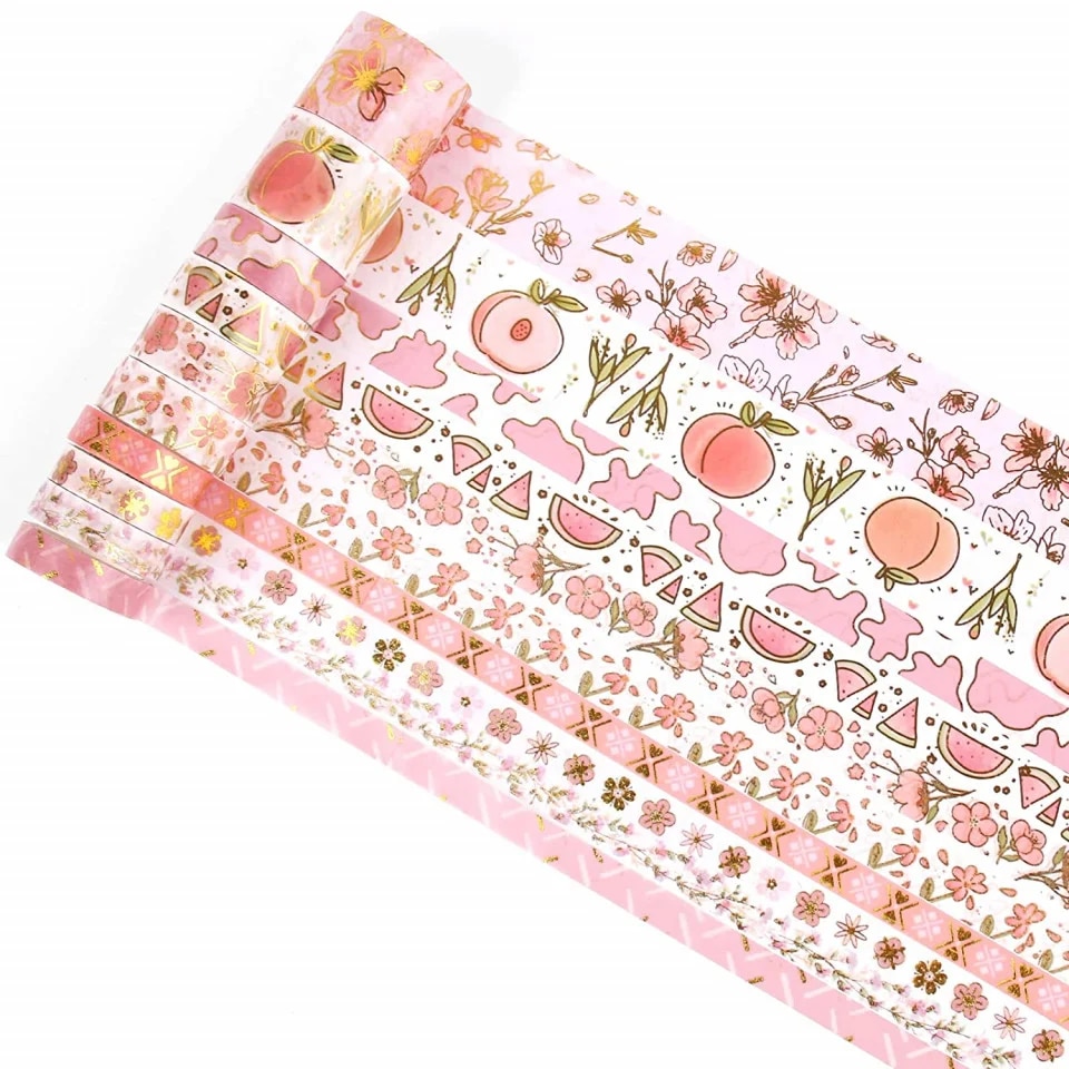 Set 10 role de banda washi Lychii, hartie, roz, 2 m - eMAG.ro