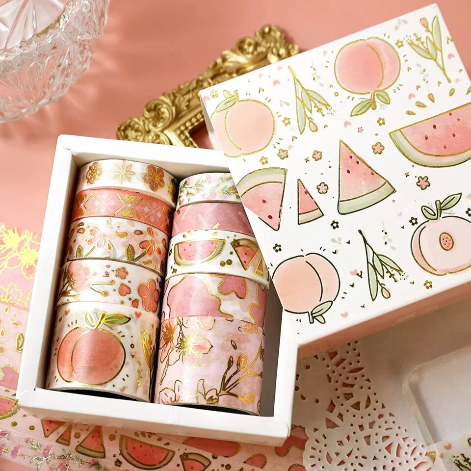 Set 10 role de banda washi Lychii, hartie, roz, 2 m - eMAG.ro