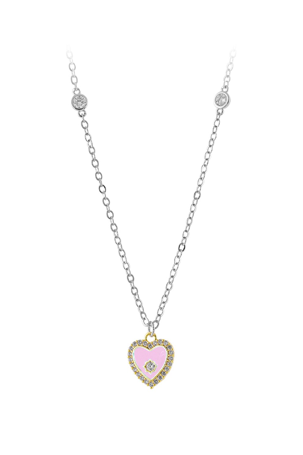 Loisir by Oxette, Colier cu pandantiv inima, Roz, Argintiu - eMAG.ro