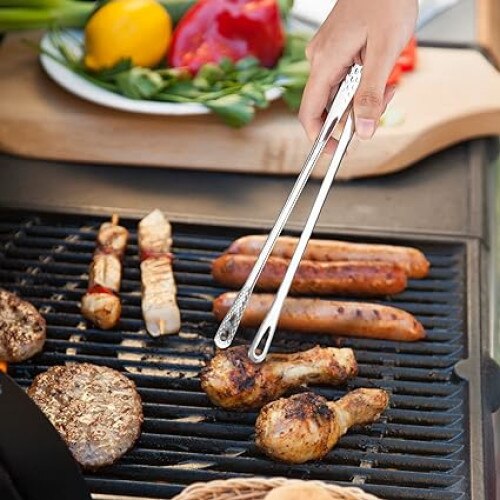 Set 4 clesti pentru gratar, SUNMOSTAR, Inox, Argintiu - eMAG.ro