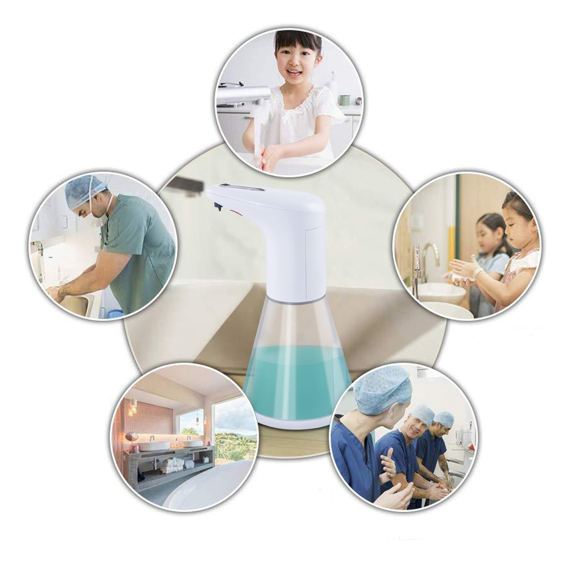 Dozator de Sapun Automat cu Senzor, 480ml, 3 Nivele Cantitatii de Sapun Curga, Fara Contact, Alb ...