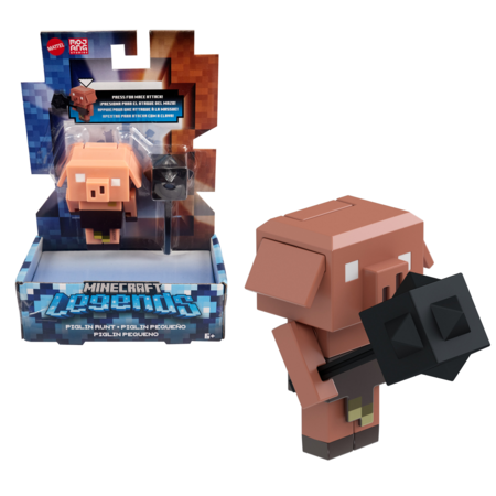 Figurina Minecraft Legends, Mattel, Plastic, 8 cm, Piglin, Maro/Negru ...
