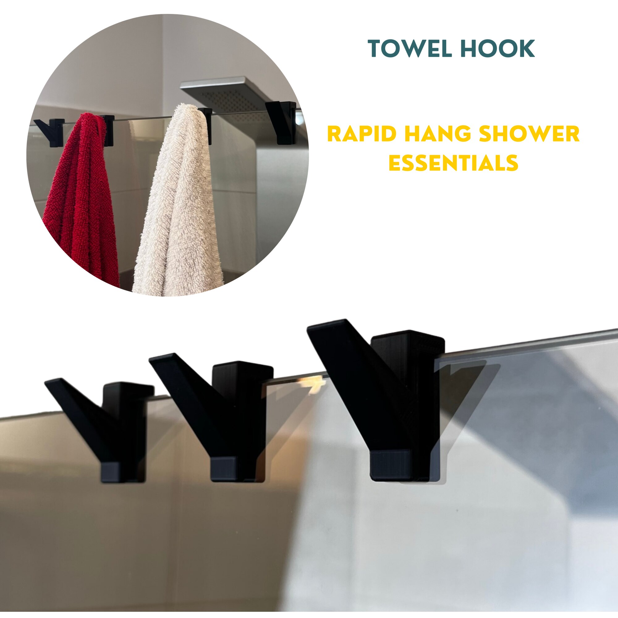 Set elegant de 4 carlige pentru prosoape, ideal pentru cabina de dus ...