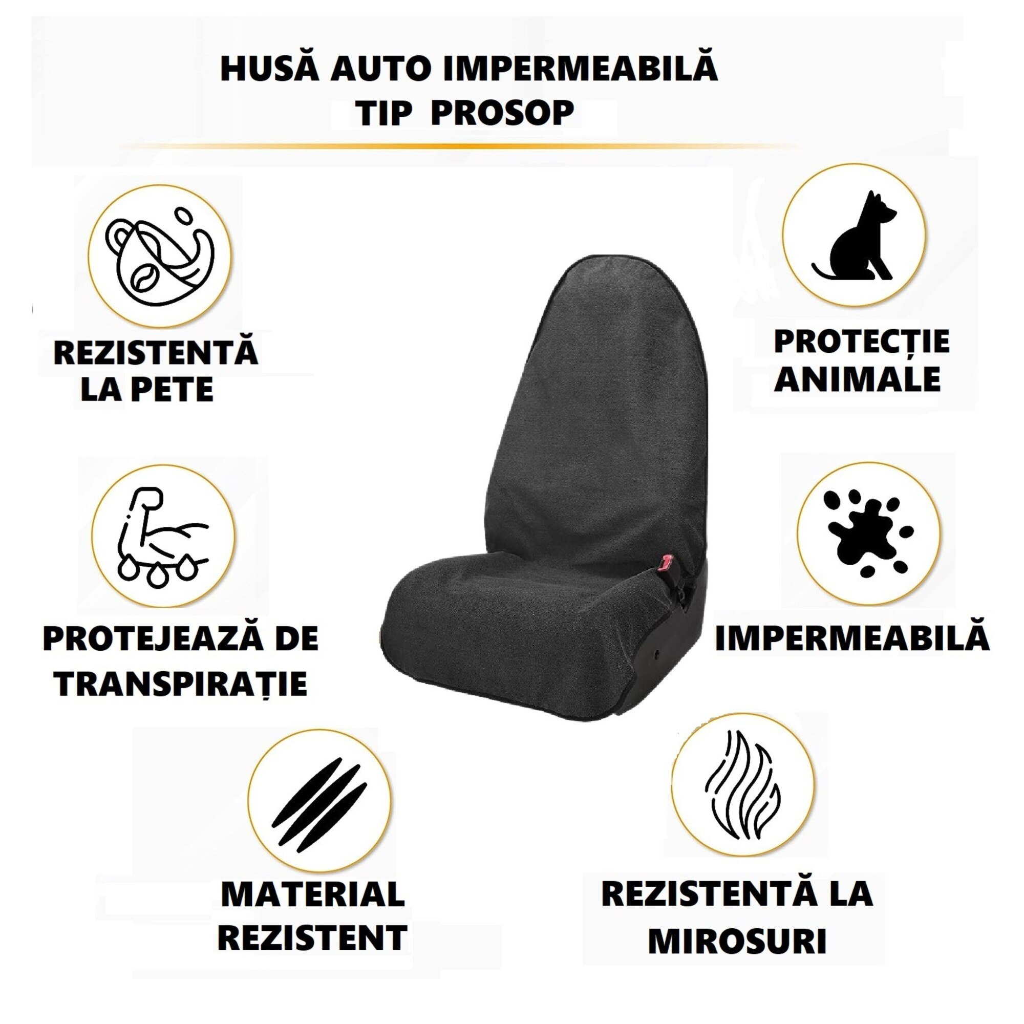 Husa Auto Premium tip Prosop eScaune - Impermeabila, Anti-alunecare si ...