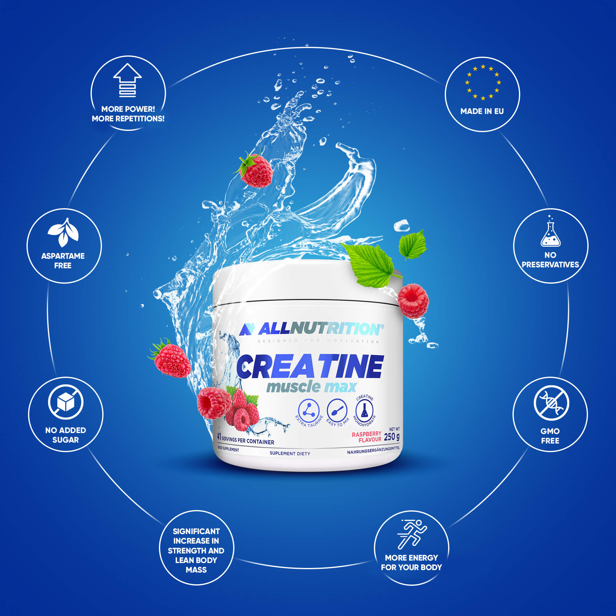 Creatina, Allnutrition Muscle Max, Zmeura, 250 g - eMAG.ro