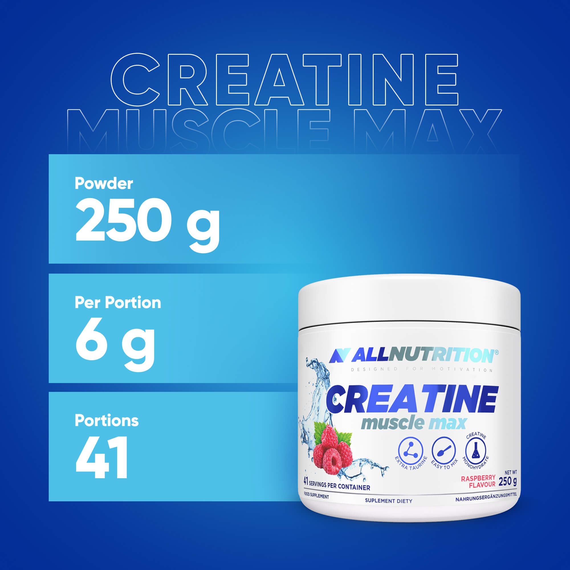 Creatina, Allnutrition Muscle Max, Zmeura, 250 g - eMAG.ro