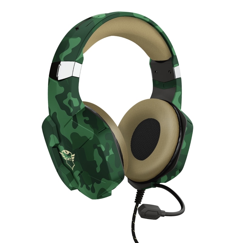 Casti gaming, Trust, Cu fir, Microfon, Camuflaj, Verde - eMAG.ro