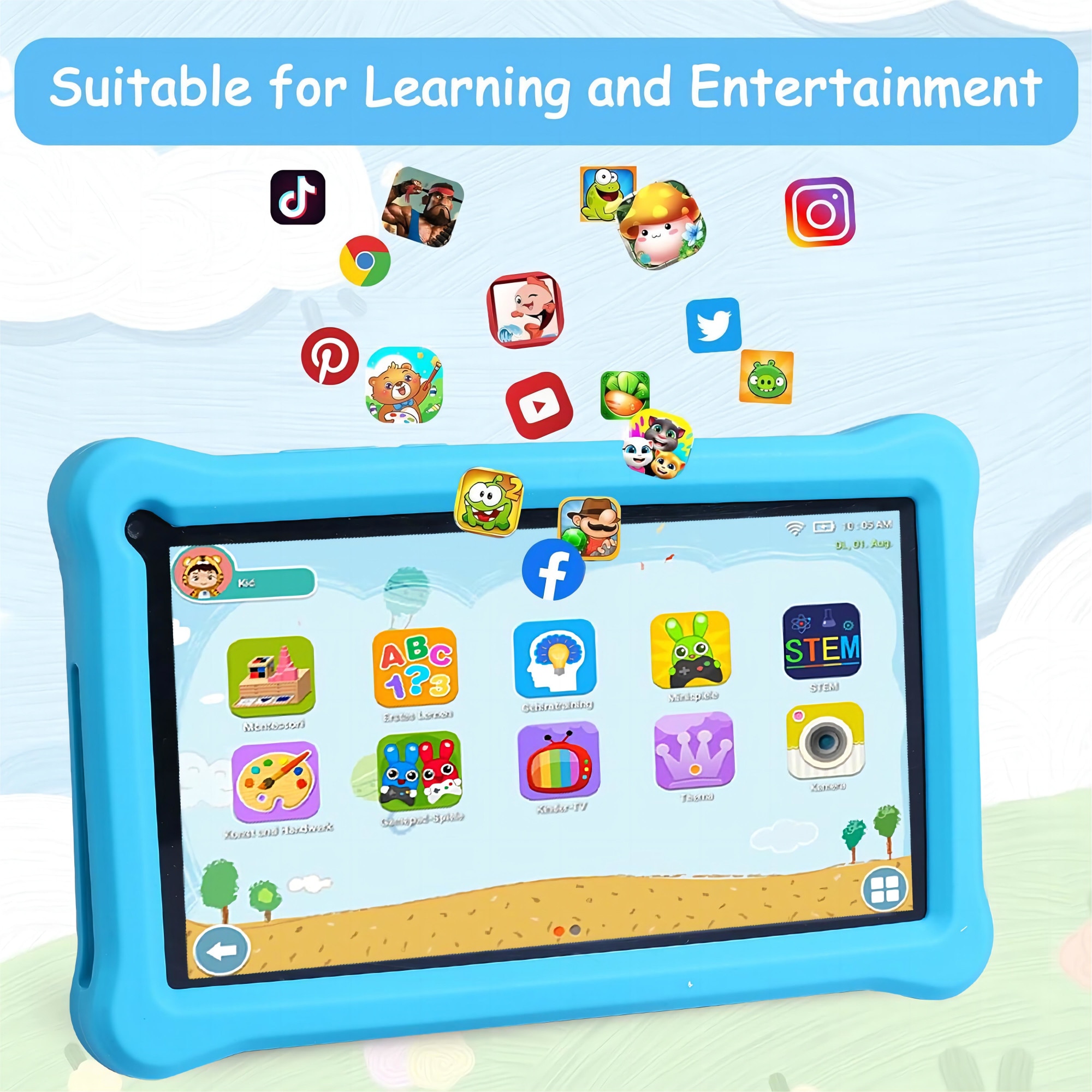 Tableta pentru copii, Android 11 de 7 inch, LULUGTI, 4 RAM 64 ROM ...