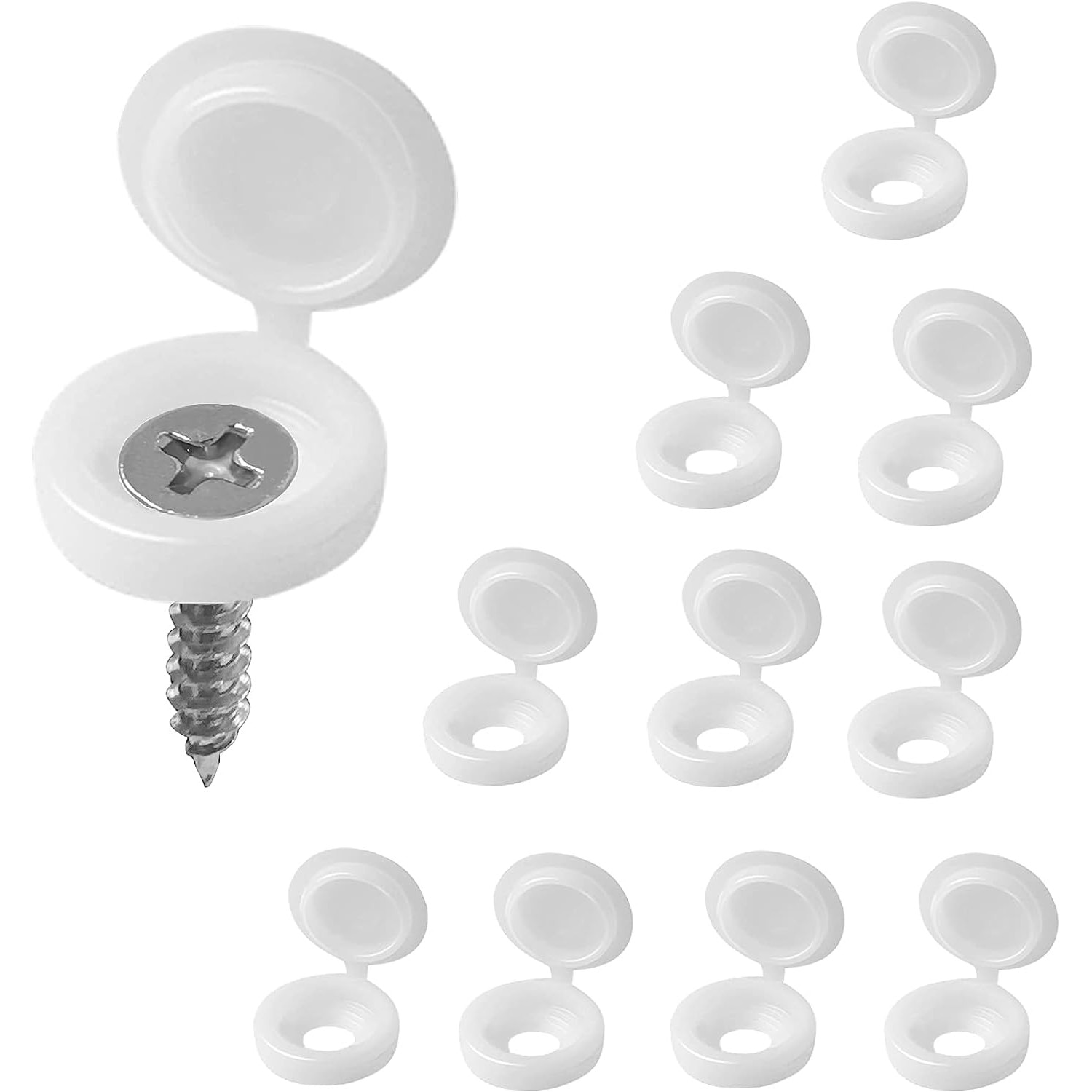 Set 100 capace pentru suruburi, Sunmostar, Plastic, Alb - eMAG.ro