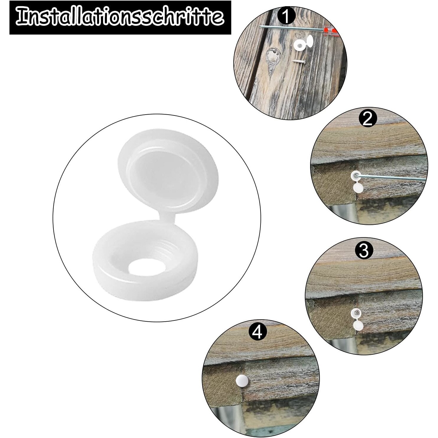 Set 100 capace pentru suruburi, Sunmostar, Plastic, Alb - eMAG.ro