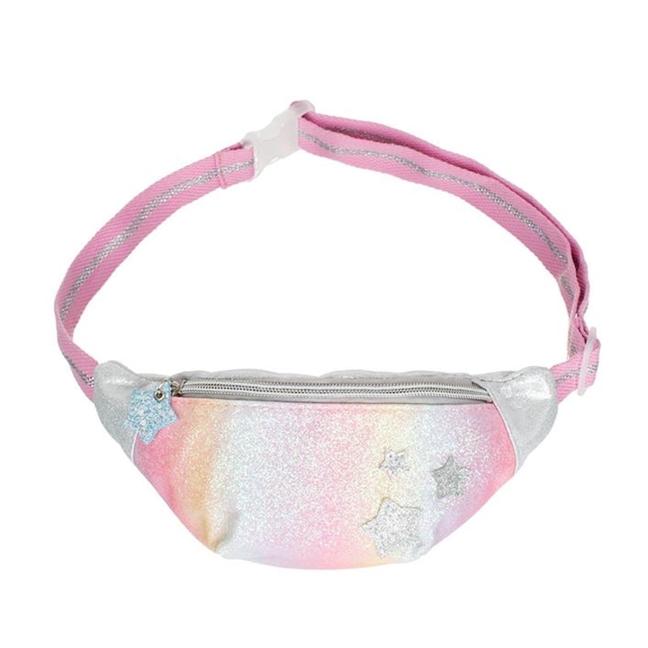 Geanta pentru copii, tip Borseta, Curcubeu cu glitter, 22x4x10 cm, ATU ...