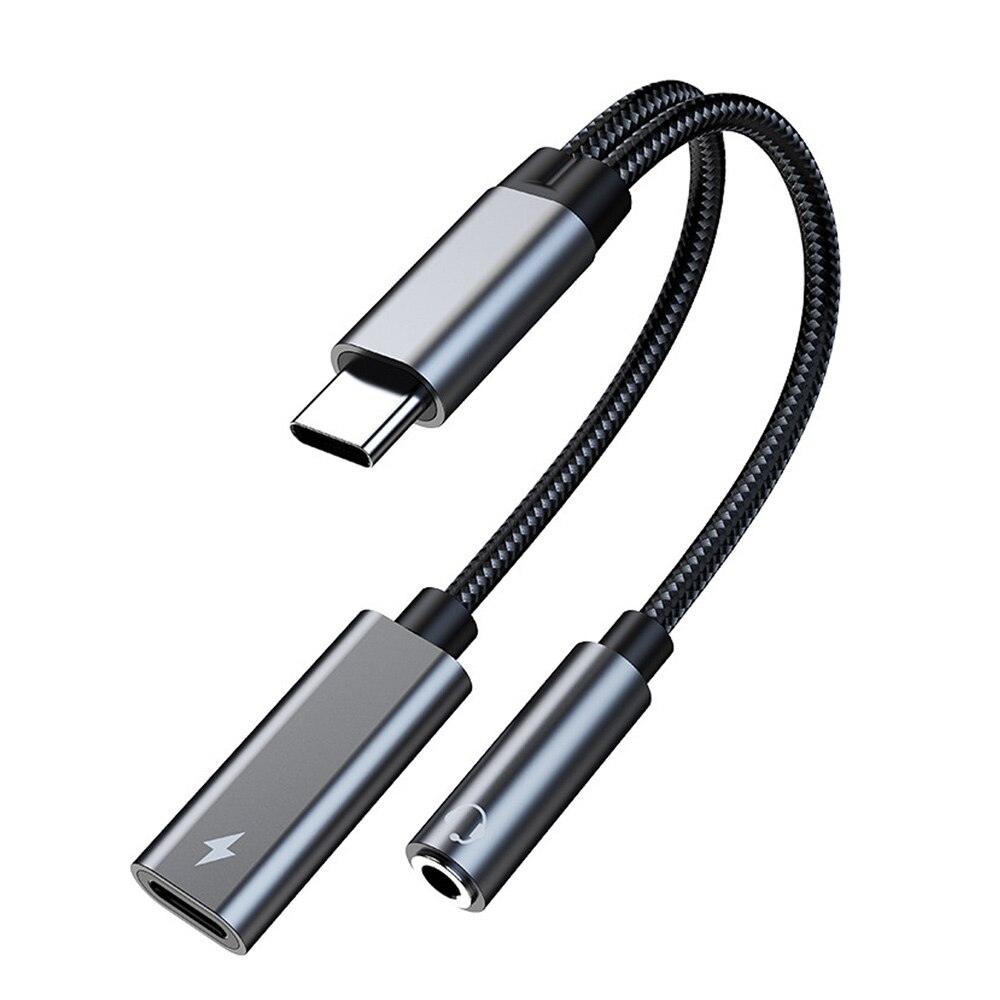 Adaptor pentru telefon, JeiibrZui, USB-C/Jack 3.5mm, Argintiu/Negru ...