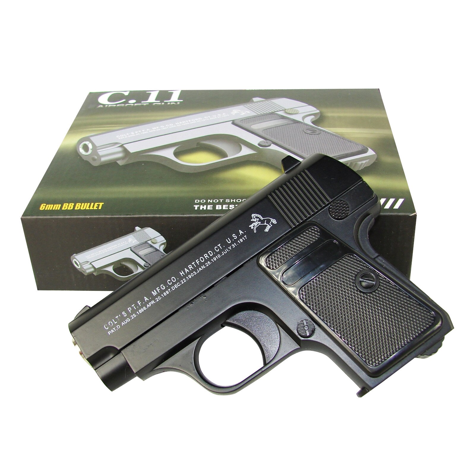 Pistol cu aer Colt C11, bile de 6 mm Bb, Metal, Negru - eMAG.ro